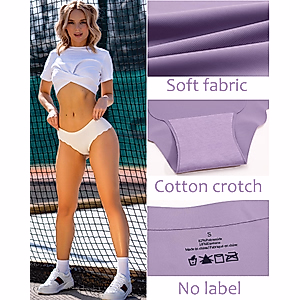 FINETOO 6 pack Seamless Underwear for Women Sexy Low Rise Hipster Wave Edge No Show Bikini Panties Womens Cheeky S-XL