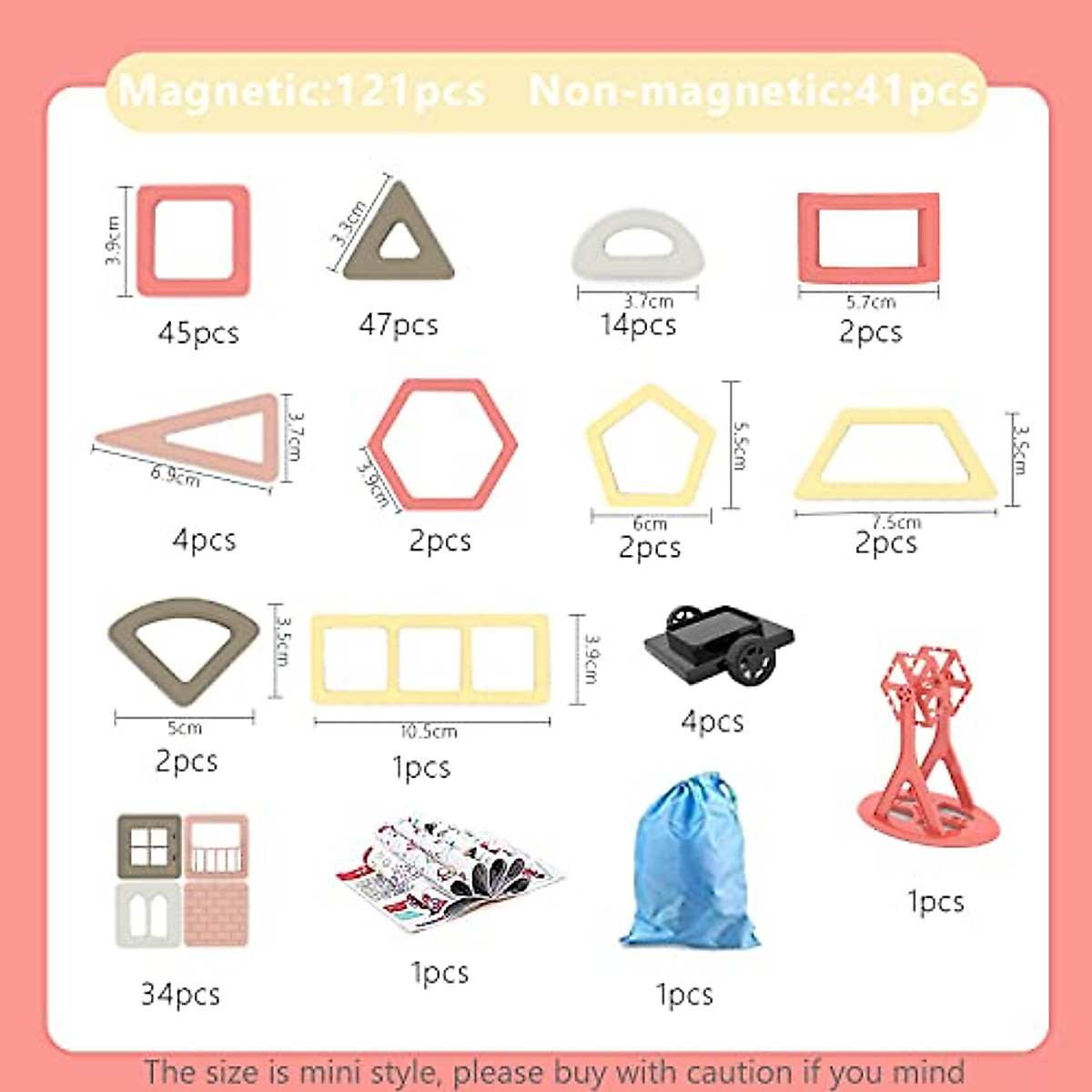 AOMIKS Magnetic Blocks Tiles 162PCS for Kids Ages 3+ Years Old Creativity & Educational 3D Mini Magnetic Building Toys for Girls and Boys Birthday STEM Magnetic Building Tiles Set