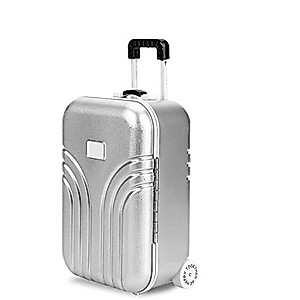 Semme Toy Suitcase, Dolls Travel Suitcase, Mini Size Trolley Case with Open and Close Carry On Luggage Simulation Rolling Suitcase Toy(Silver)