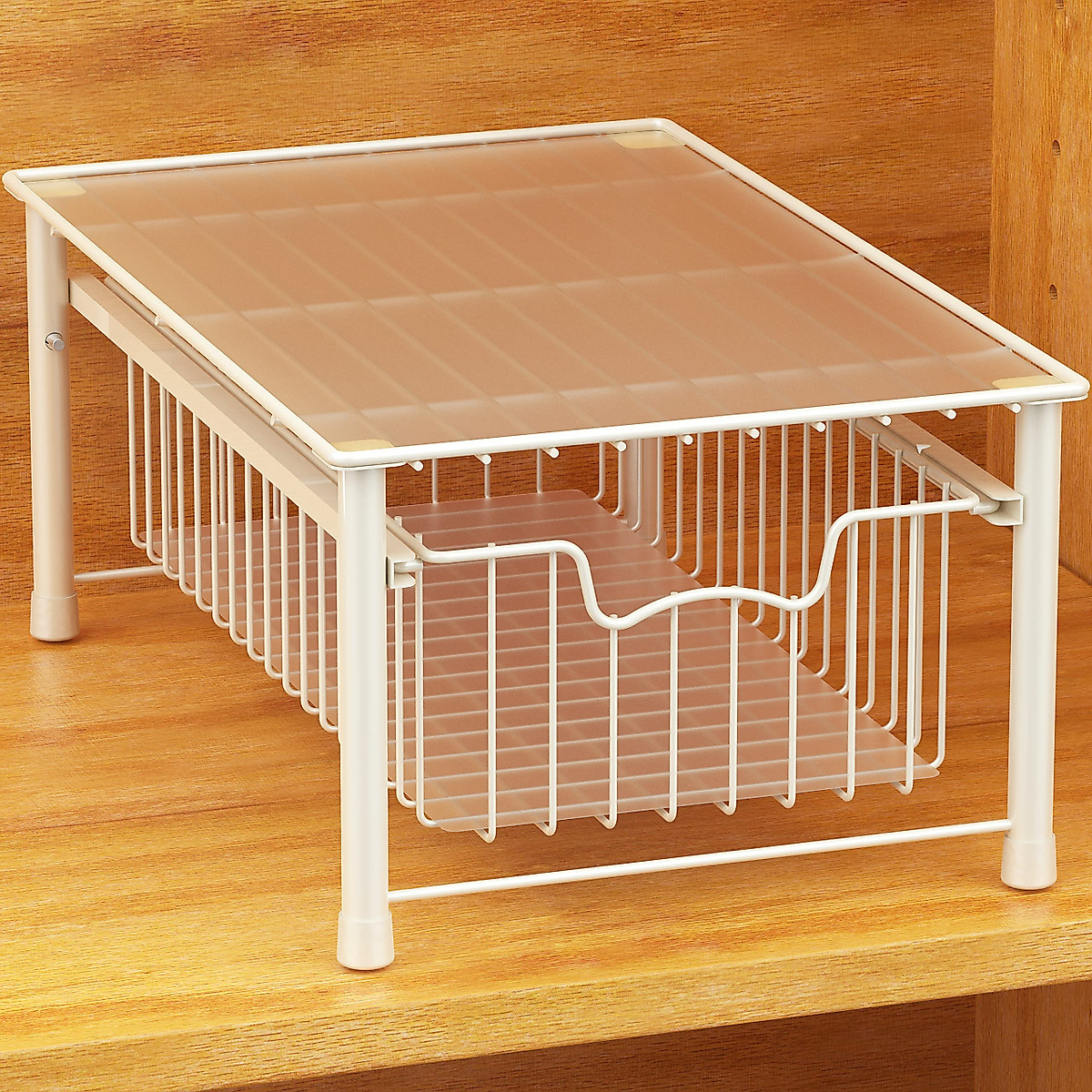 Simple Houseware Stackable Basket Drawer, White