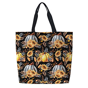 AuHomea sunflower, berries Reusable Grocery bags Big Capacity Shopping Bag Canvas Shoulder Tote Handbag for Women Girls