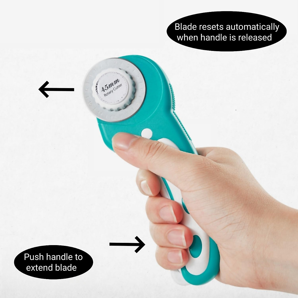 AMASEWART 45mm Rotary Cutter for Fabric with 8pcs Rotary Blades, Rolling Fabric Cutter Crochet Edge Skip Stitch Blade Perforating Rotary Cutter, Pinking Rotary Cutter for Quilting Crafts Sewing