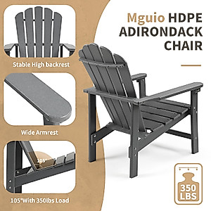 Adirondack Chairs Set of 6, HDPE Adirondack Chairs with Wide Arm, Composite Stackable Chair Set, Modern Adirondack Chair Weather Resistant, Outdoor Adirondack Chair for Fire Pit Patio