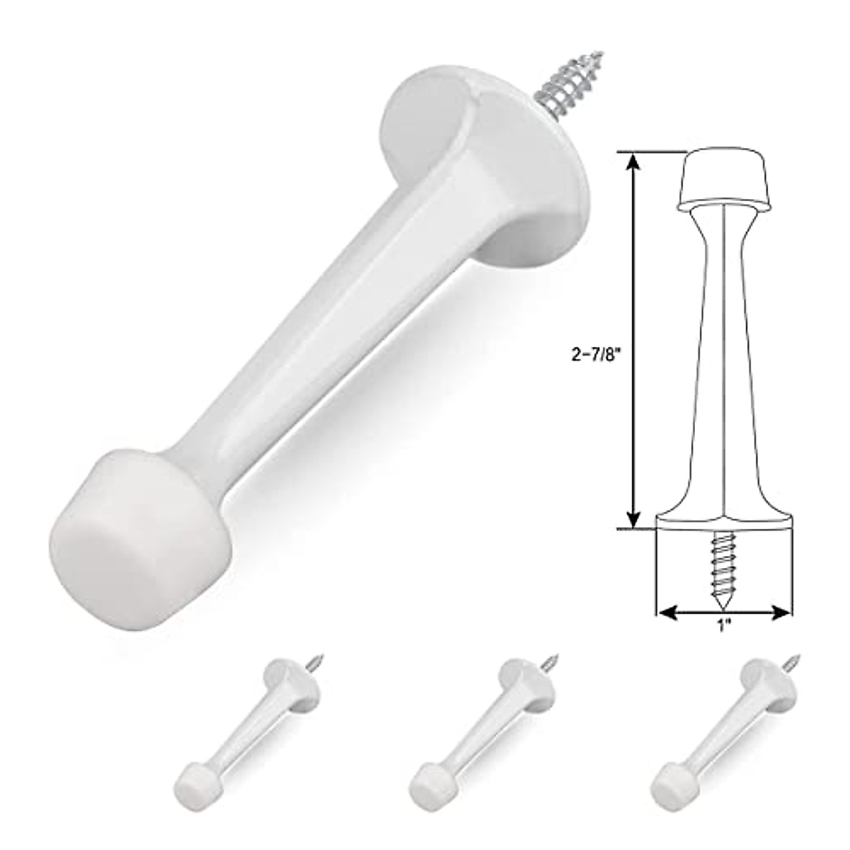 GDFYMI Solid Rigid Door Stops, Heavy Duty Durable Door Stopper Wall Protector with Soft Rubber Tip, Zinc Alloy (White, 4 Pack)