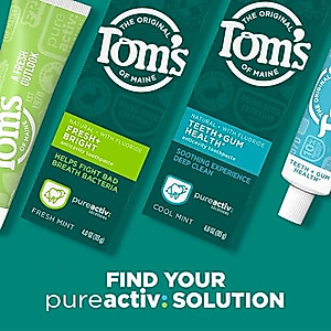 Tom's of Maine PureActiv Teeth + Gum Health* Anticavity Toothpaste Gel, Cool Mint, 4.0 oz.
