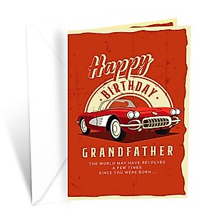 Prime Greetings Birthday Card For Grandpa (Grandfather), Made in America, Eco-Friendly, Thick Card Stock with Premium Envelope 5in x 7.75in, Packaged in Protective Mailer