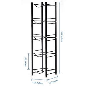 Water Cooler Jug Rack Dispenser 5 Tier Stainless Steel Heavy Duty Detachable Water Bottle Storage Shelf Organizer for 5 Gallon Water Jug Holder for Home Office Kitchen Breakroom