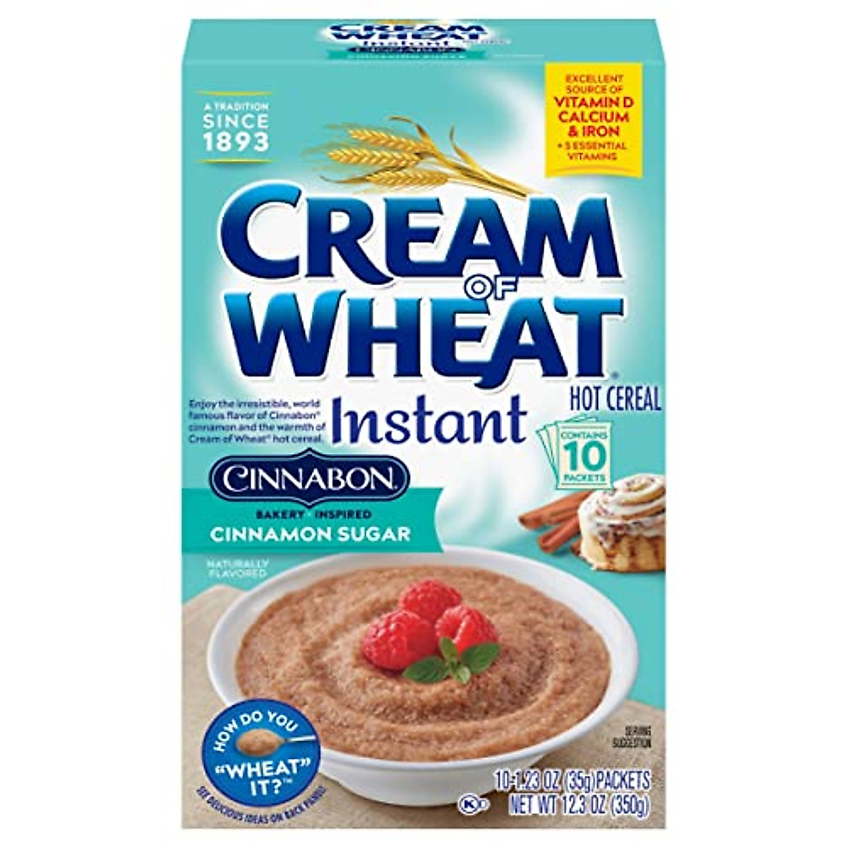 Cream of Wheat Instant Hot Cereal, Cinnabon, 1.23 Ounce, 10 Packets (Packaging May Vary)
