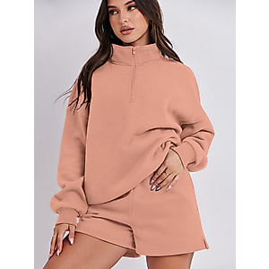 ANRABESS Women's Two Piece Outfits Sweat Lounge Short Set Long Sleeve Gym Sweatsuit Tracksuit 2024 Fall Fashion Clothes Small