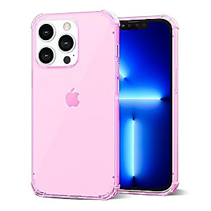 Svanove for iPhone 13 Pro Max Phone Case Clear Bumper, Transparent Cute Color, Thin Slim Soft Silicone Flexible TPU Trendy Cover for Women Girl Aesthetic, Protective Shockproof, Light Pink