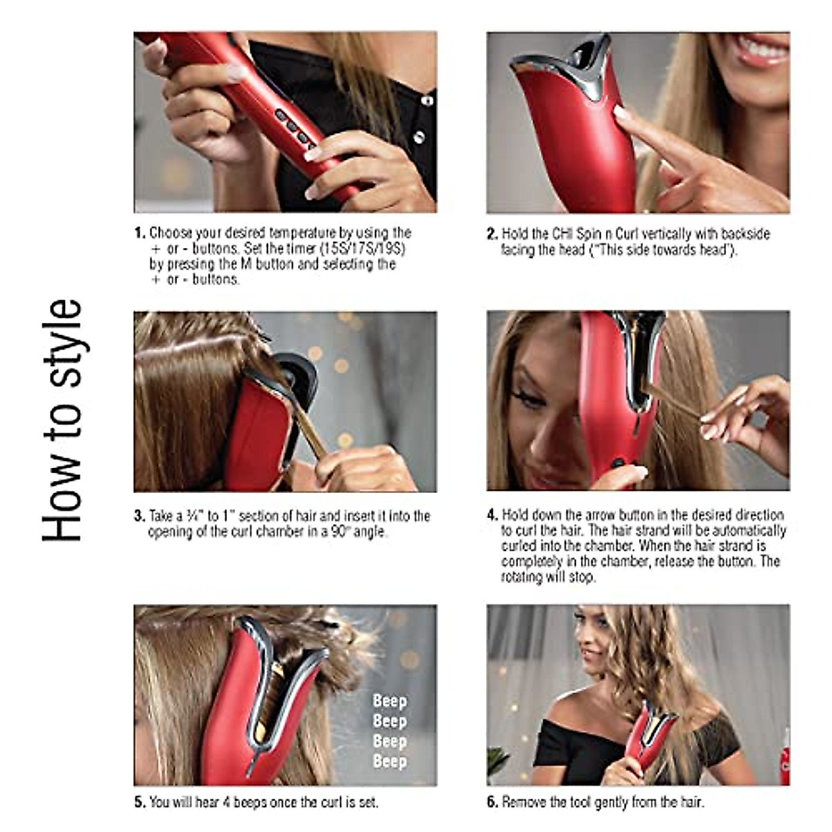 CHI Spin N Curl 1" Ceramic Rotating Curler In White, 1 Pound. Ideal for Shoulder-Length Hair between 6-16” inches.