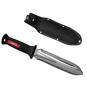 TABOR TOOLS H31A Hori Hori Garden Knife, Soil Knife, Landscaping and Weeding Tool, Ideal for Gardening, Hunting, Camping and Metal Detecting, with Strong PU Leather Sheath and Stainless Steel Blade.