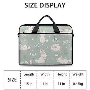 Adorable Bunny Laptop Computer Bag Waterproof Shoulder Messenger Bag 13-15 inch Durable Laptop Tote Bag with Shoulder Strap Handle Lightweight Crossbody Briefcase