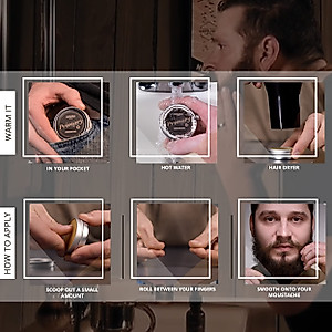 Can You Handlebar Moustache Wax for Men, Medium Hold Styling Balm, Unscented Natural Beeswax, Grooming Products, 1 oz Tin Each