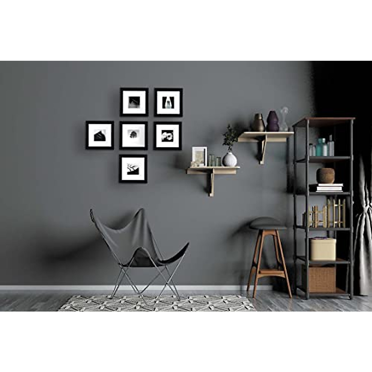 Scholartree Black 8x8 Picture Frames Set of 6, Display 8x8 without Mat or 4x4 with Mat，Wall Gallery Photo Frames