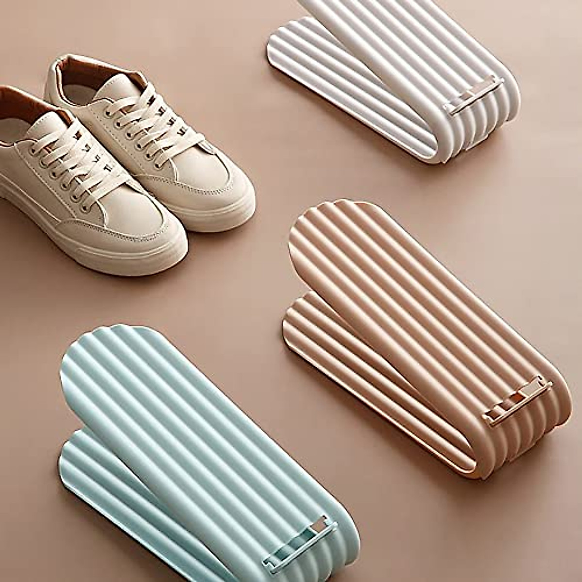 ZANBANG Shoe Slots Organizer,10 Pack Detachable and Adjustable Shoe Stacker for Closet Organization ZML-288 (Grey White)