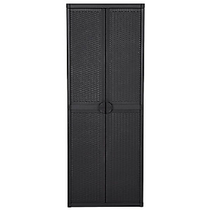 vidaXL Black Garden Storage Cabinet with PP Rattan Look - Versatile Use, Rugged Construction, Easy to Clean, Ideal for Patio and Garage Storage