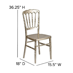 Flash Furniture 2 Pack HERCULES Series Gold Resin Stacking Napoleon Chair