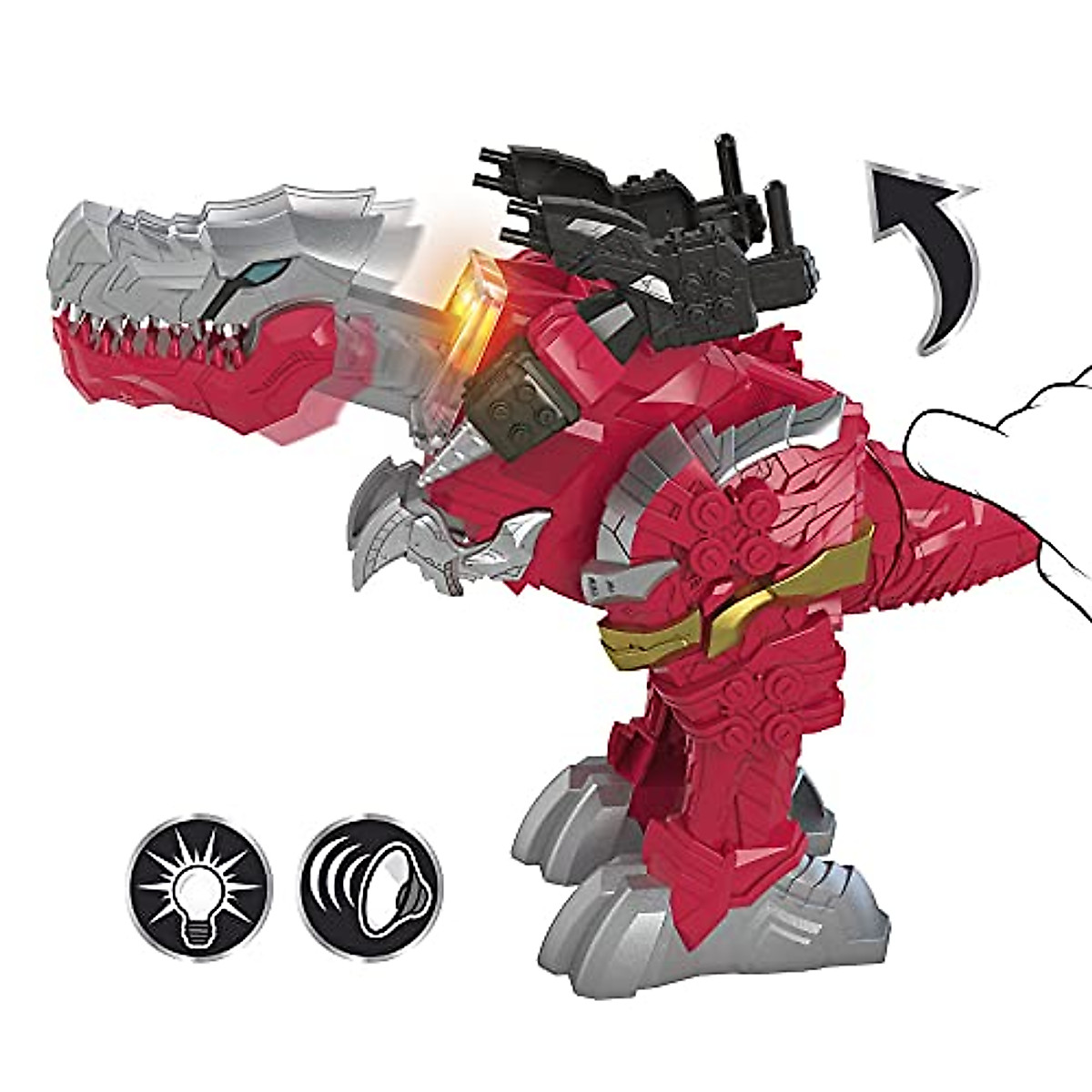 Power Rangers Battle Attackers Dino Fury T-Rex Champion Zord Electronic Action Figure Toy for Kids Ages 4 and Up with Lights and Sounds