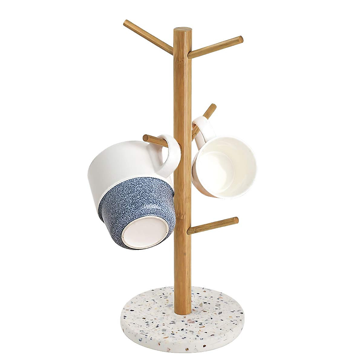 TOPSKY Coffee Mug Holder for Counter, Mug Holder Tree, Coffee Cup Rack Tree, Standing Coffee Mug Station Organizer with 6 Hanger Hooks for Countertop, Vertical Mugs Storage Rack, Free Up Cabinet Space