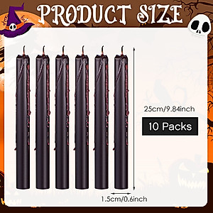 10 Pieces Halloween Drip Candles Black Candles Halloween Candles Vampire Goth Bedroom Decor Gothic Cool Candles Bleeding Candles Taper Candles Drip for Rituals Halloween Decor, 9.9 Inches