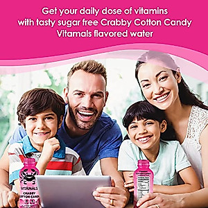 Vitamals Vitamin Enhanced Flavored Water. Crabby Cotton Candy. Sugar Free, Low Calorie & No Artificial Flavors. 12 fl oz (Pack of 6)