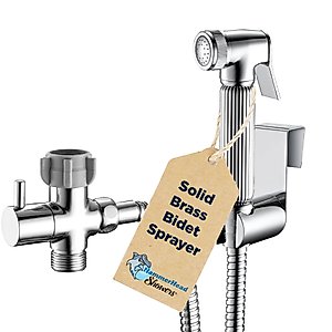 All Metal Handheld Bidet Sprayer for Toilet – Chrome – Handheld Bidet Attachment for Toilet with 59” Hose & Leak-Proof T-Valve - Muslim Shower for Toilet - Jet Spray for Toilet
