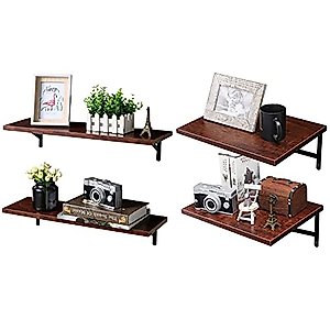 SUPERJARE Wall Mounted Floating Shelves, 2 Different Dimensions of 4 Shelves, Display Ledge, Storage Rack for Room/Kitchen/Office