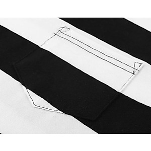 DILBYKE Boys Girl Long Sleeve Striped Crew Neckline T-Shirts Kid Tee, Cotton, Black and White 9-10 Years