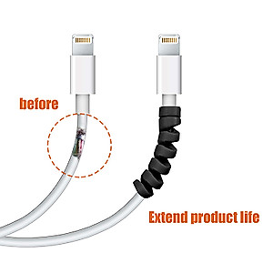 Jetec 12 Pieces Charger Cable Protector Cable Saver, Highly Flexible Spiral Silicone USB Wire Protector, Cord Protector Saver, Mouse Protector, Suitable for All Cell Phones Computers
