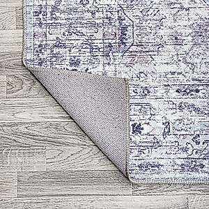 JONATHAN Y WSH102A-3 Didim Boho Gray Medallion Machine Washable Indoor Bohemian Transitional Area Rug,High Traffic,Kitchen,Living Room,Backyard,Non Shedding,3 X 5,Gray/Purple