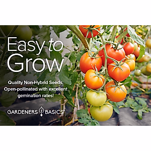 Gardeners Basics, Tomato Seeds for Planting 16 Variety Pack Heirloom Tomato Seeds, Tiny Tim, Cherry Tomato Seeds, Beefsteak Seeds, Roma Tomato Seeds, Determinate and Indeterminate and More, Non GMO