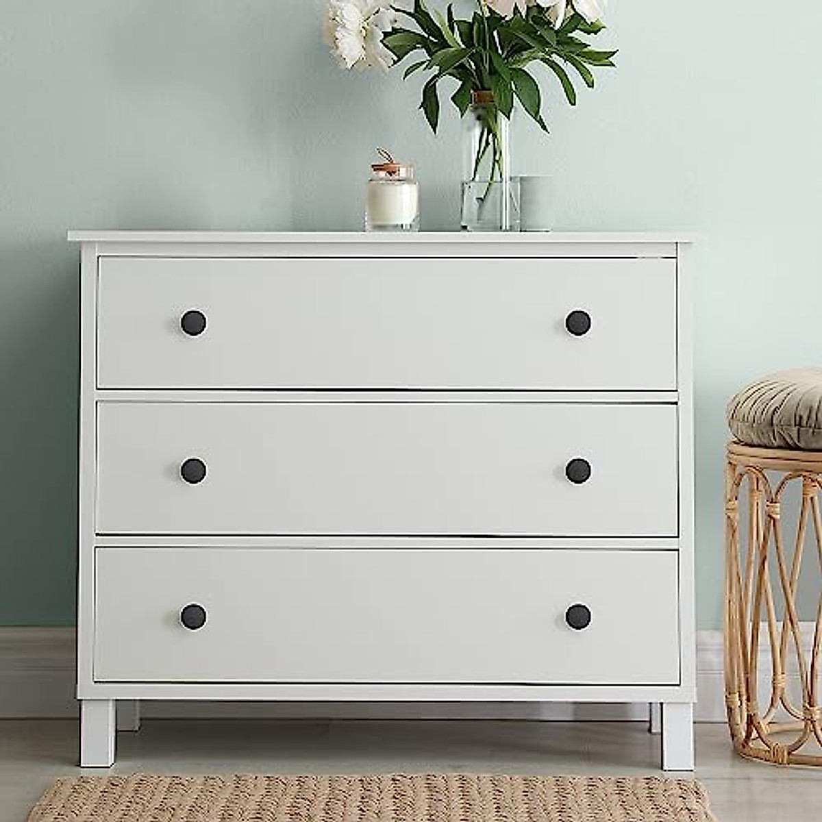 Ravinte 5 Pack Cabinet Knobs Black Kitchen Cabinet Knobs Round Dresser Drawer Knobs Matte Black Drawer Pulls Closet Door Knobs 1-1/5 Inch, OCNYN8HS5