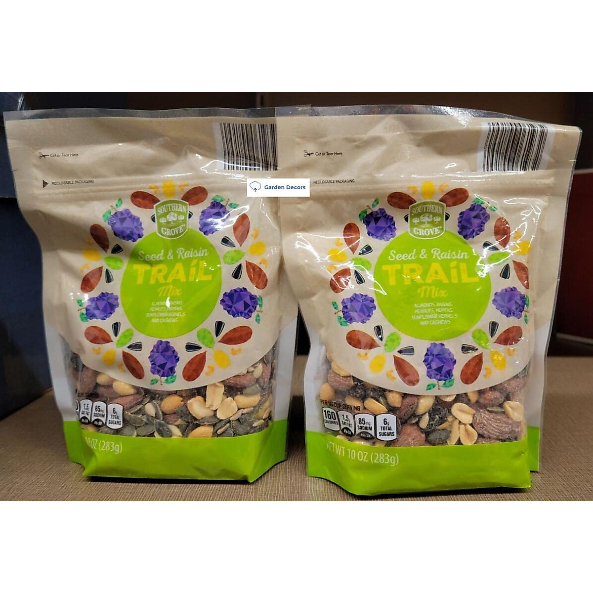 Southern Grove Seed & Raisin Trail Mix 10oz 283g (Two Bags)