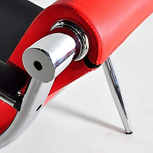 Waiting Room Bench with Armrest 5 Seat Red Black PU Leather Office Furniture Guest Seating Lobby Conference Reception Chair Visitor Guest Sofa for Office Airport Clinic Hospital Bank Salon Barber