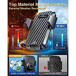 [2023 Upgraded] VANMASS Car Dashboard Phone Holder Mount [Super Suction Cup] Compatible for iPhone 13 Pro Max 12 11 X Xr Xs 8 7 Plus Mini Se Universal Cell Phone Windshield Vent Handsfree Cradle,Black