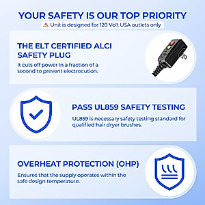 Hair Brush Blow Dryer, One-Step Hair Dryer & Volumizer Styler with Negative Ion Anti-frizz Ceramic Titanium Barrel Hot Air Brush Hair Straightener Brush Blue for Drying, Straightening, Curling, Salon