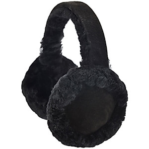 SNUGRUGS Ladies Full Sheepskin Ear Muffs with Gift Box, Black