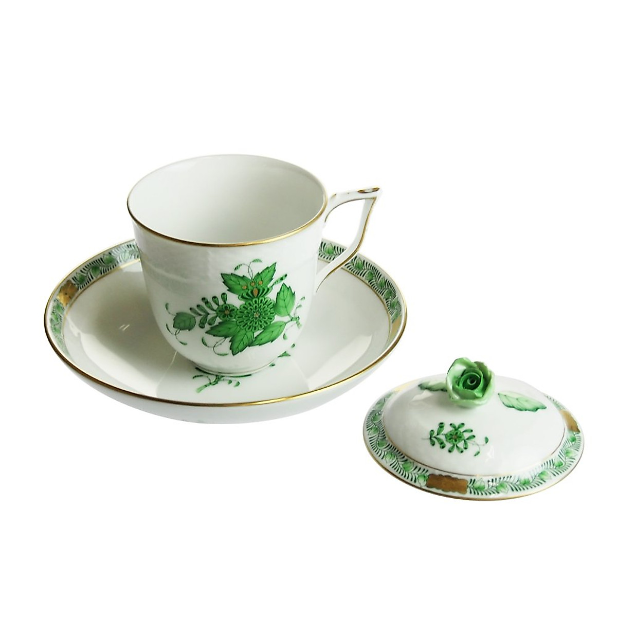 Herend AV Apony Green Herbal Tea Cup Saucer 705-0-09 [Parallel Import]