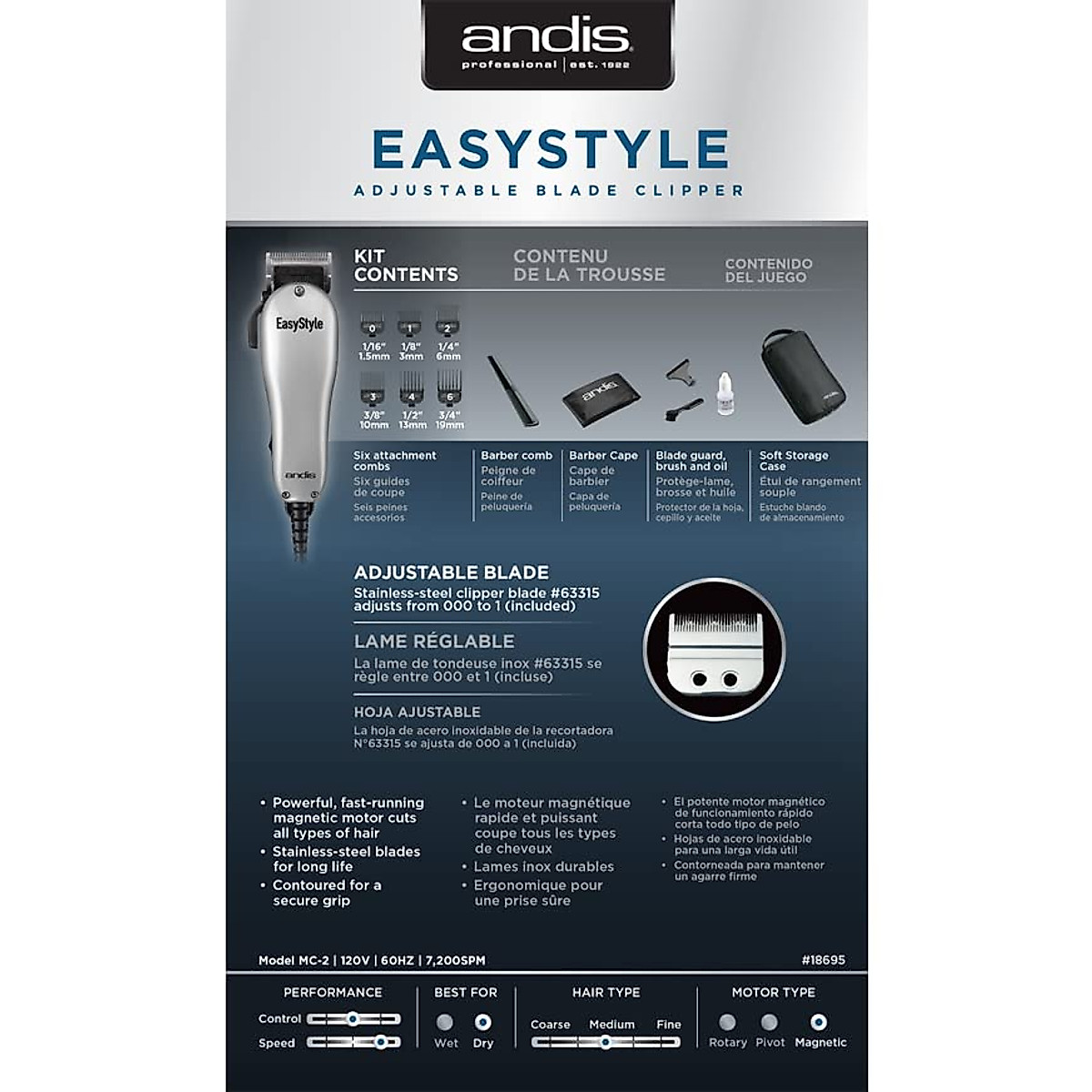 Andis EasyStyle 13 Piece Adjustable Blade Clipper Kit