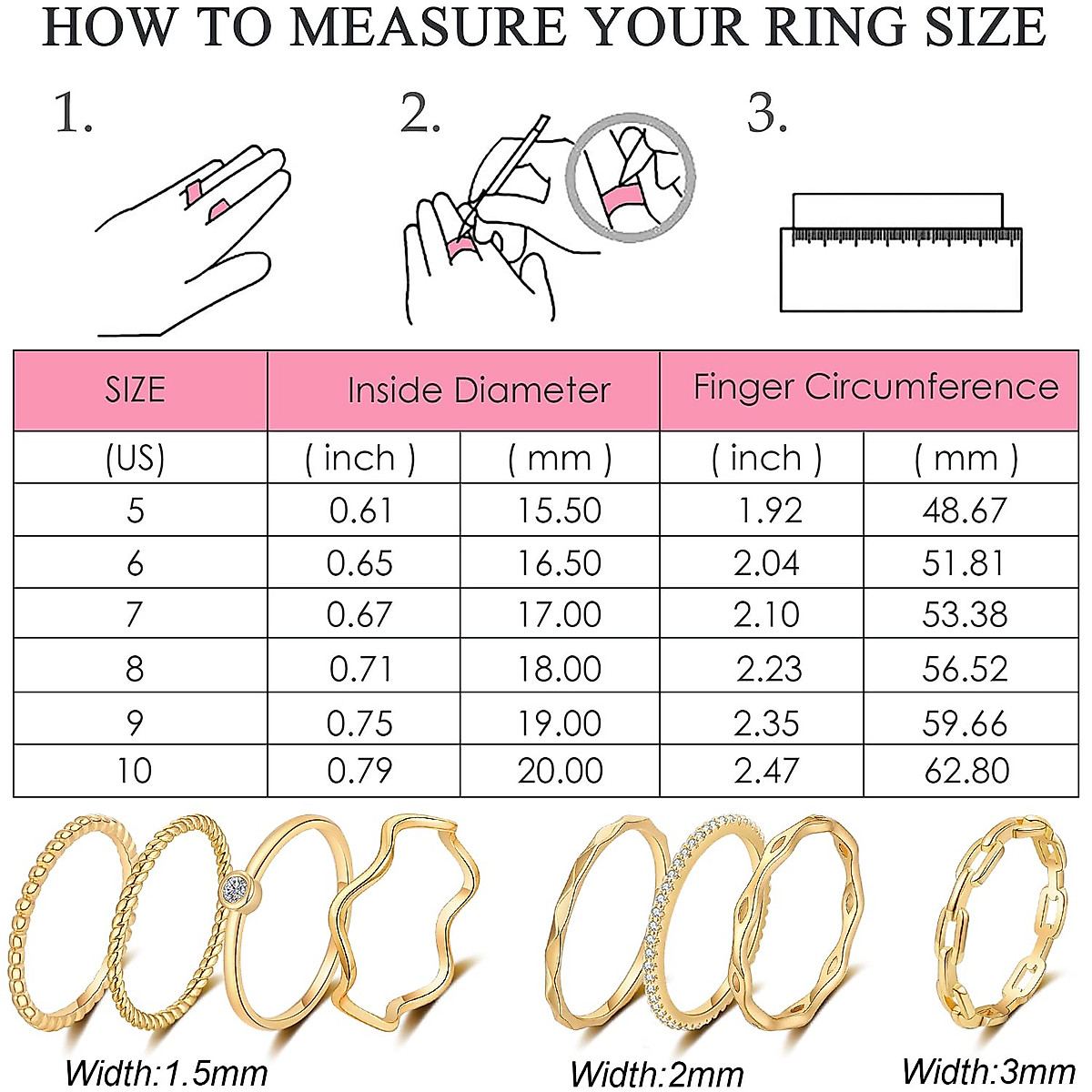 FUNEIA 8PCS 14K Gold Plated Stacking Rings for Women Simple Dainty Silver Stackable Knuckle Thumb Rings Set Cubic Zirconia Thin Plain Band Wedding Promise Eternity Statement Rings Size 4-12
