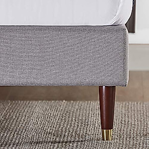 ZINUS Benton Upholstered Platform Bed Frame with Wingback Headboard / Mattress Foundation / No Box Spring Needed / Wood Slat Support / Tufted Headboard, King