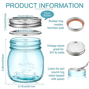 Mimorou 20 Pieces Wide Mouth Mason Jars with Lids 10 oz Glass Canning Colored Regular Jar Multifunction Container for Preserving Honey Jelly Sauces Spice DIY