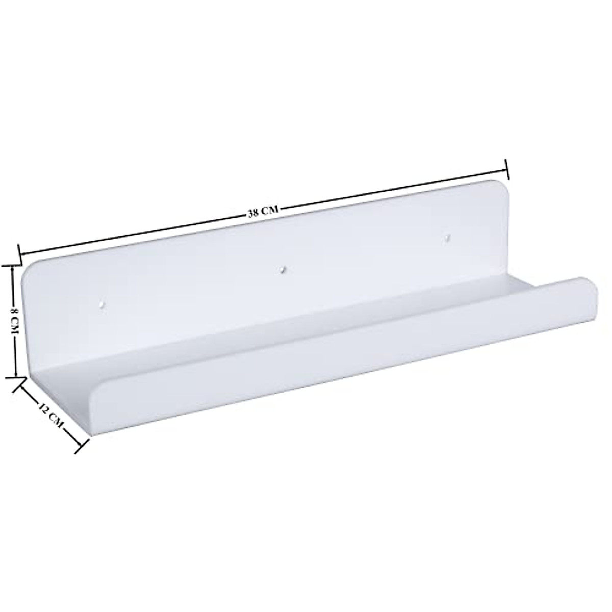 Plantex Acrylic Shelf- Floating Wall Ledge Display Shelf for Bathroom/Kitchen/Bedroom/Livingroom- Wall Mounted (White)