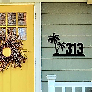 Palm Tree Beach Themed Personalized Steel House Number Address Plaque Personalized Metal Wall Sign Wall Art Customized