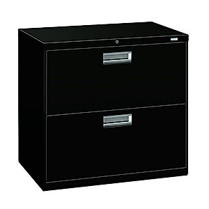 HON Brigade 2-Drawer Filing Cabinet - 600 Series Lateral Metal File Cabinet, 30"W by 19-1/4"D, Black (H672)