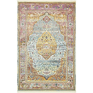 Unique Loom Baracoa Collection Area Rug - Miramar (5' 5" x 8' Rectangle, Light Blue/ Blue)