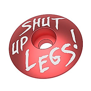 Bike Accessories - Bicycle Accessories - Mountain Bike Accessories - MTB Stem Cap - Headset Cap - Great Aesthetic Upgrade for Bike, Ebike, BMX, Road Bike - Customize your Ride! (Red Shut Up Legs)