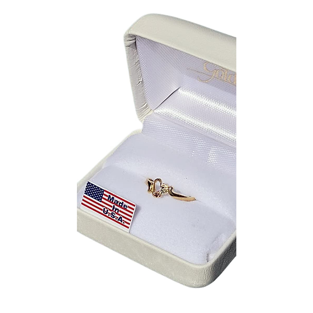 Petite Open Heart Ring, 10k Yellow Gold, 12k Pink and Green Gold in Black Hills Gold Motif, Size 7.75