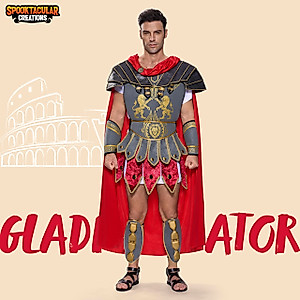 Spooktacular Creations Brave Men’s Roman Gladiator Costume Set for Halloween Audacious Dress Up Party